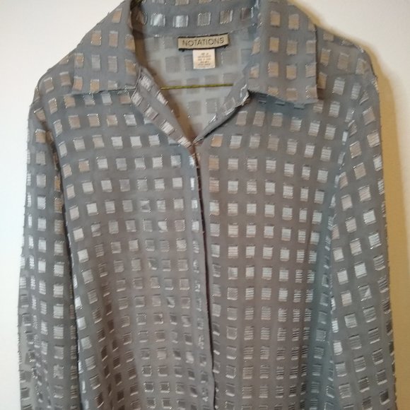 Notations | Tops | Notations Womens Button Front Blouse Graysilver ...
